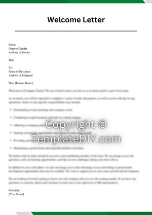 Welcome Intern Letter Sample with Examples [Word Editable]