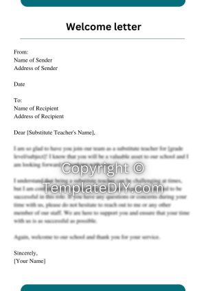 Welcome Letter to Substitute Teacher Sample and Examples