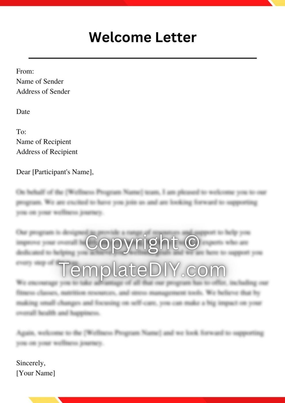 Wellness Welcome Letter Sample and Examples [Word Editable]