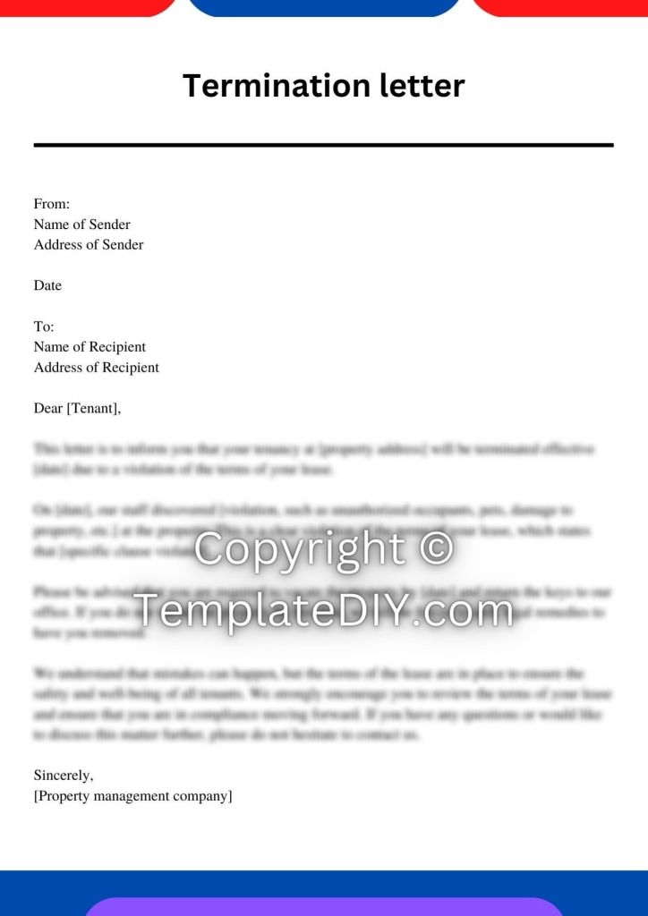 Property Management Termination Letter Template – PDF, Word
