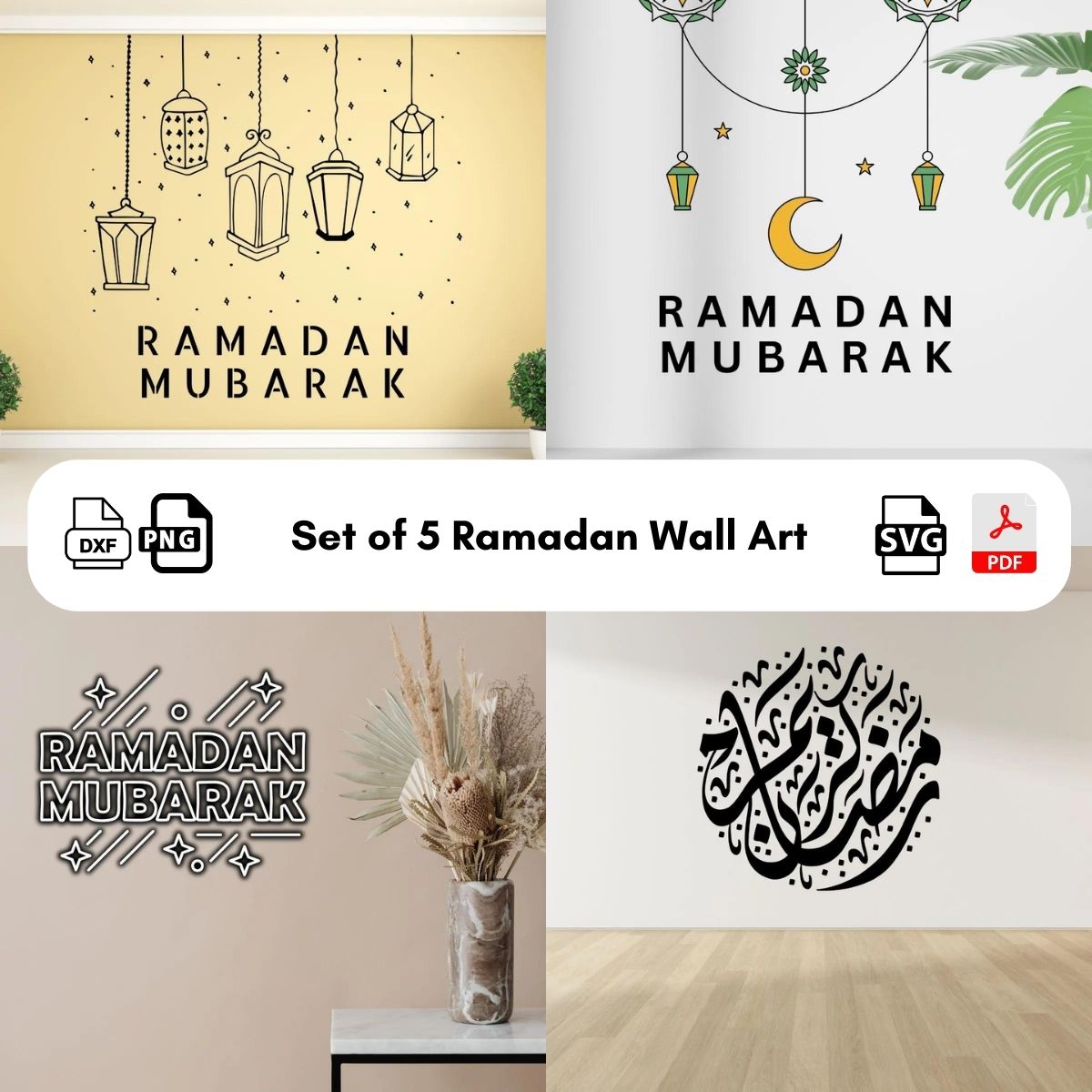 Ramadan Mubarak Wall Art Printable Template in PDF