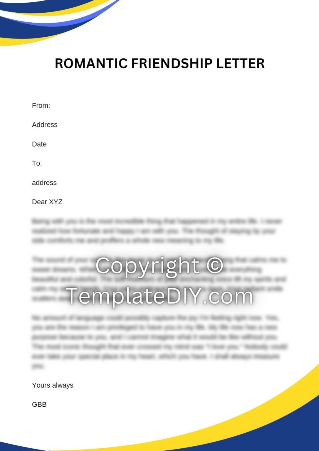 Romantic Friendship Letter Sample with Examples [Word]