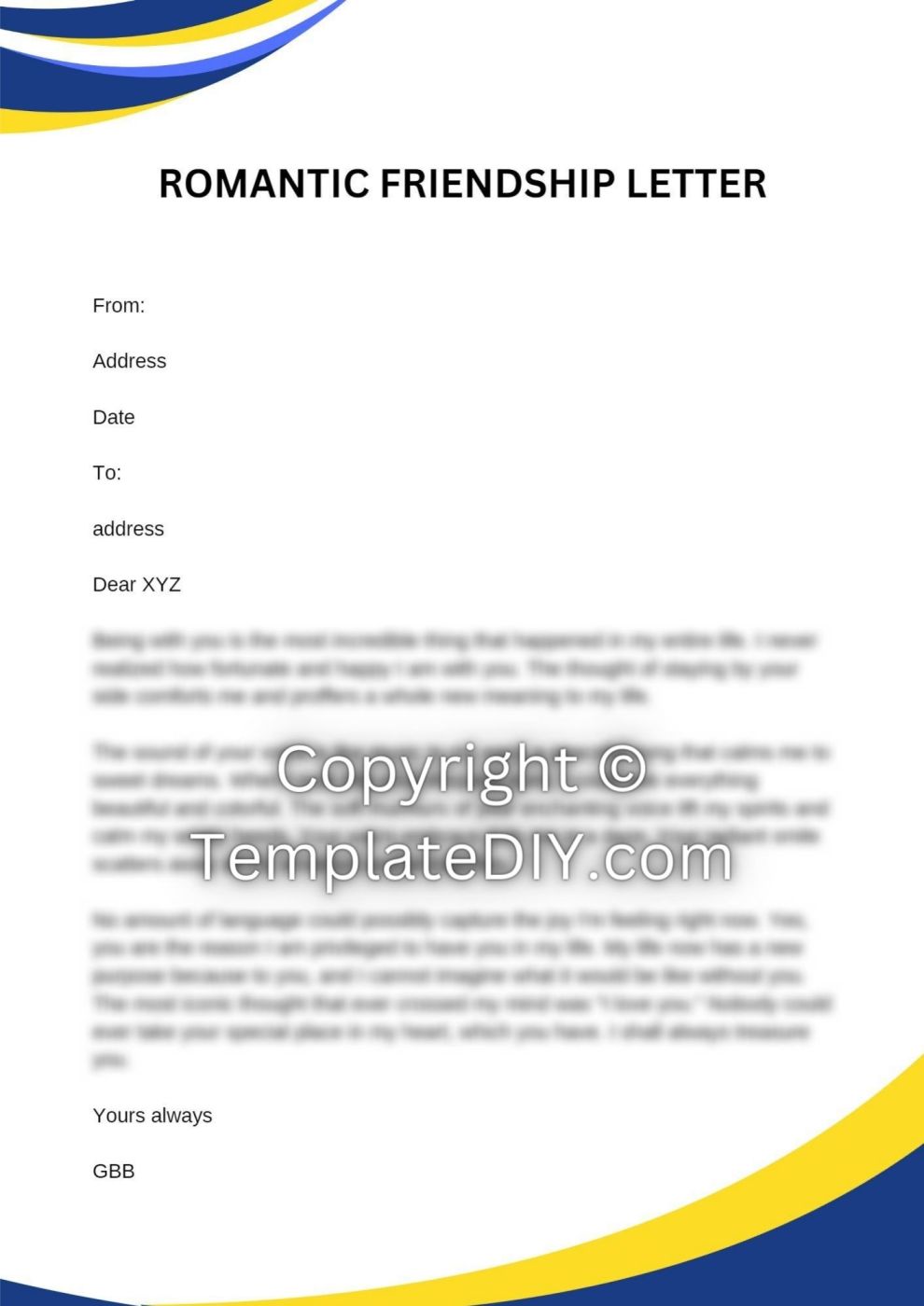 Romantic Friendship Letter Sample with Examples [Word]