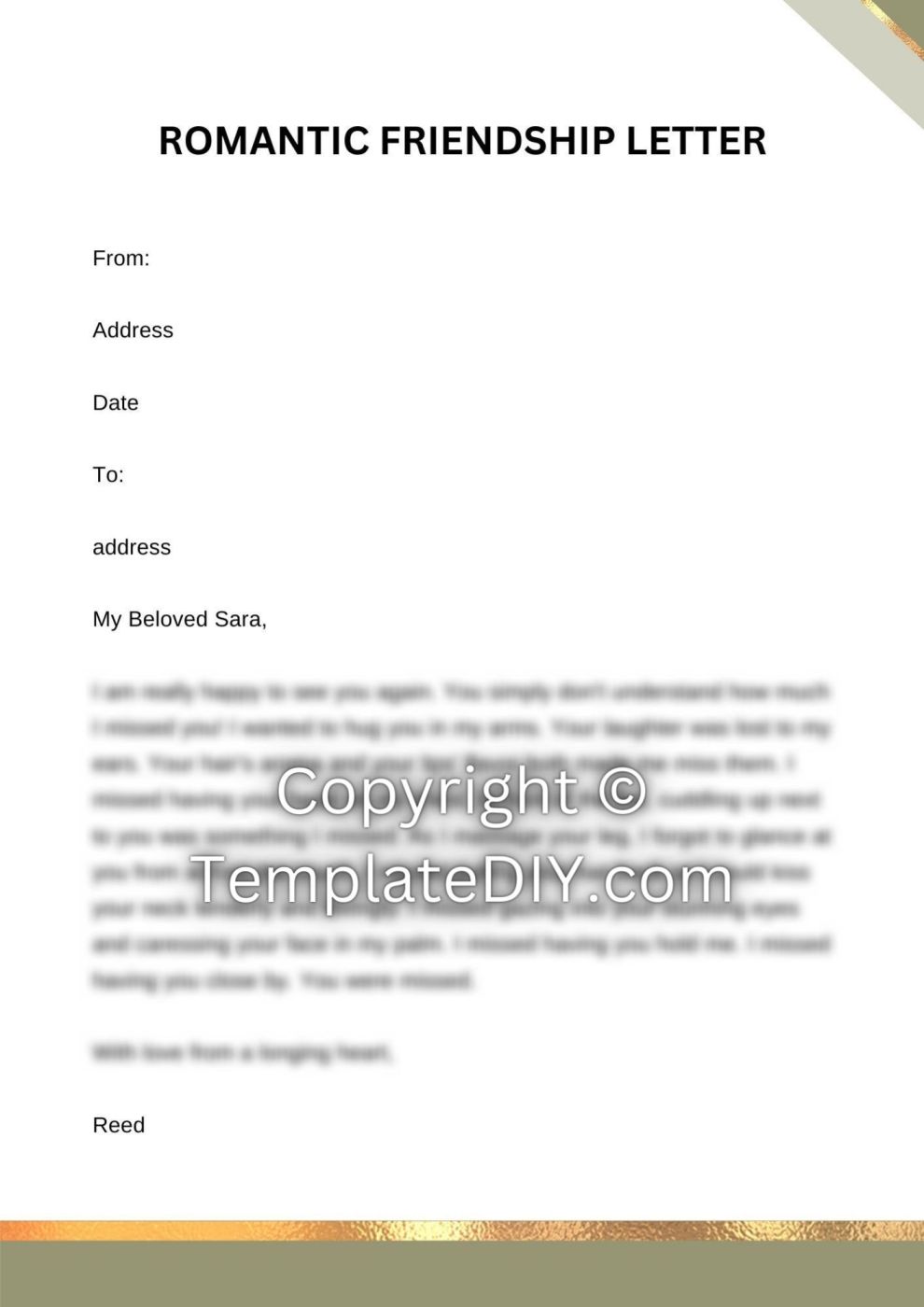 Romantic Friendship Letter Sample with Examples [Word]