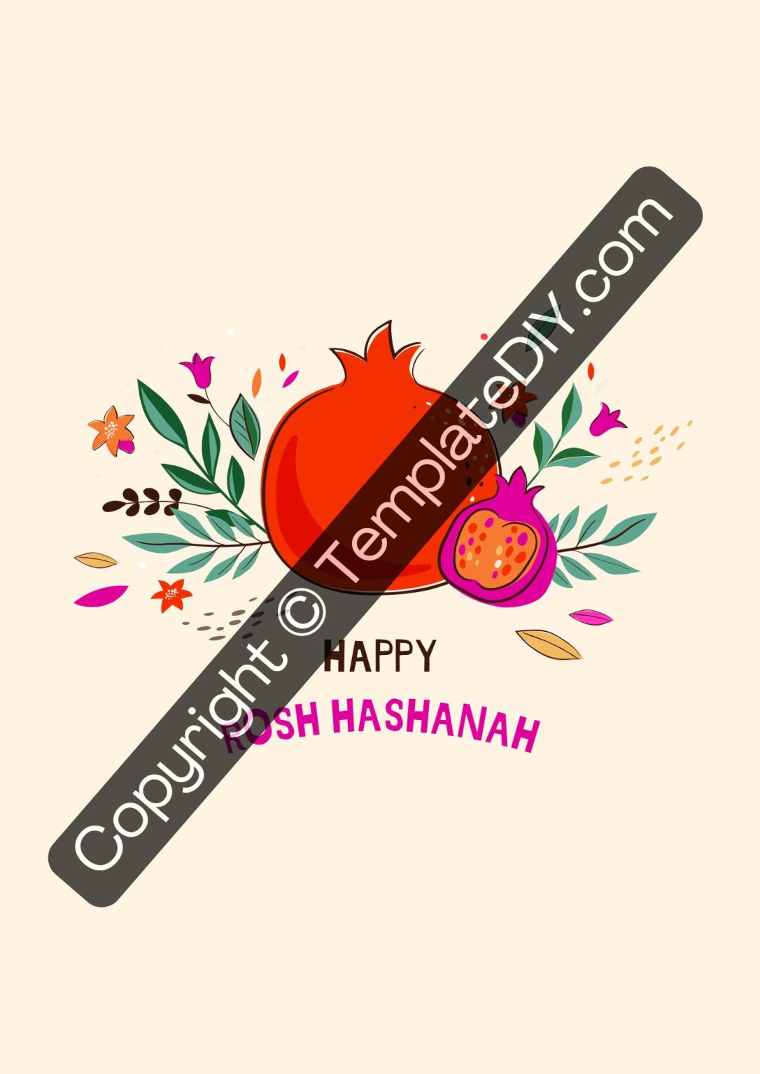 Rosh Hashanah Greeting Card Template Printable PDF, Word