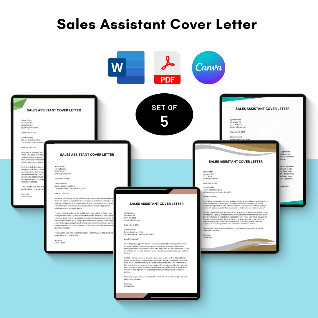 Sales Assistant Cover Letter Sample with Examples [Word]