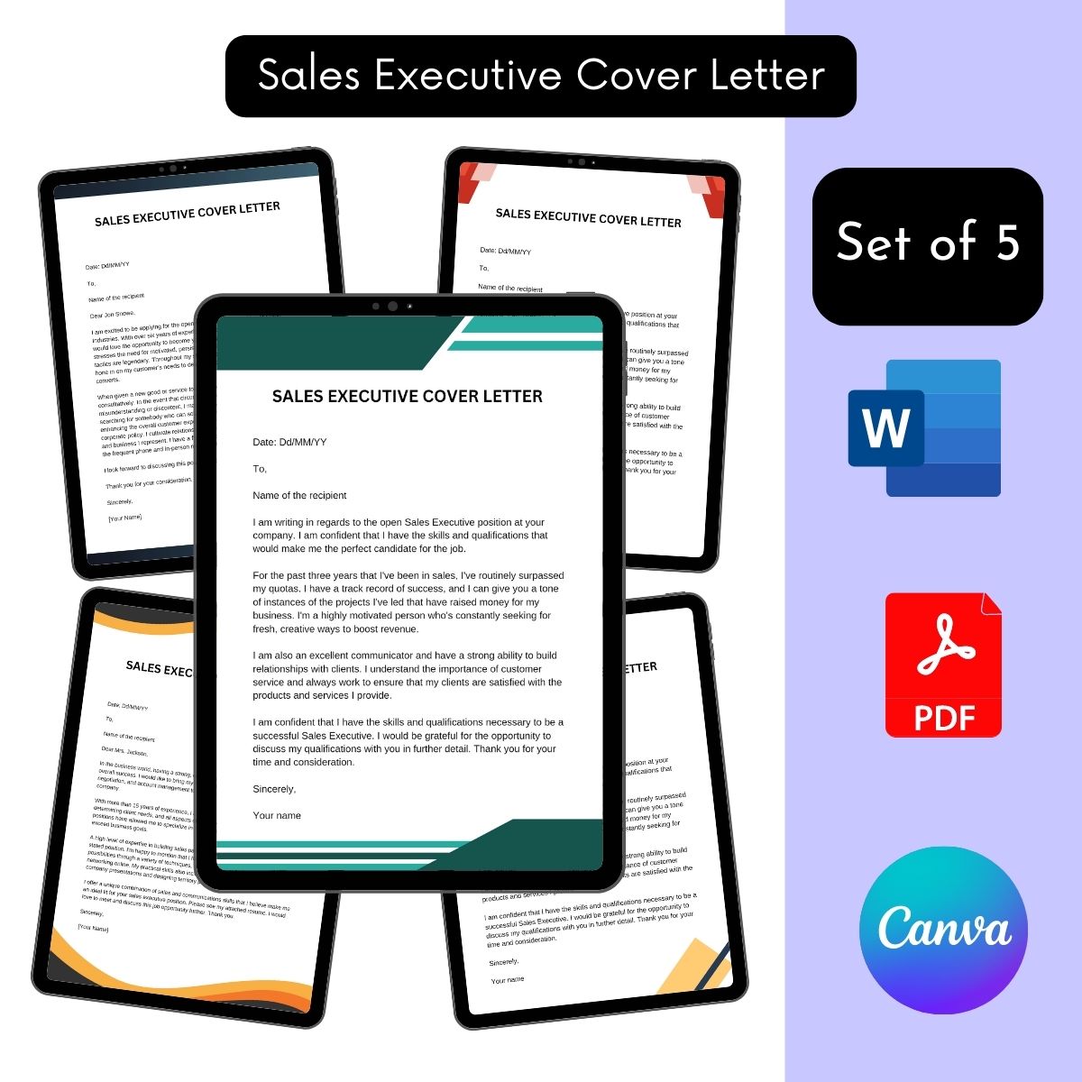 Sales Executive Cover Letter Sample with Examples [Word]