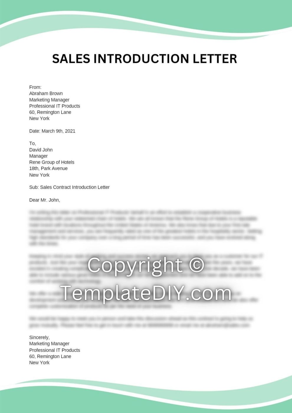 Sales Introduction Letter Sample with Examples [Word]