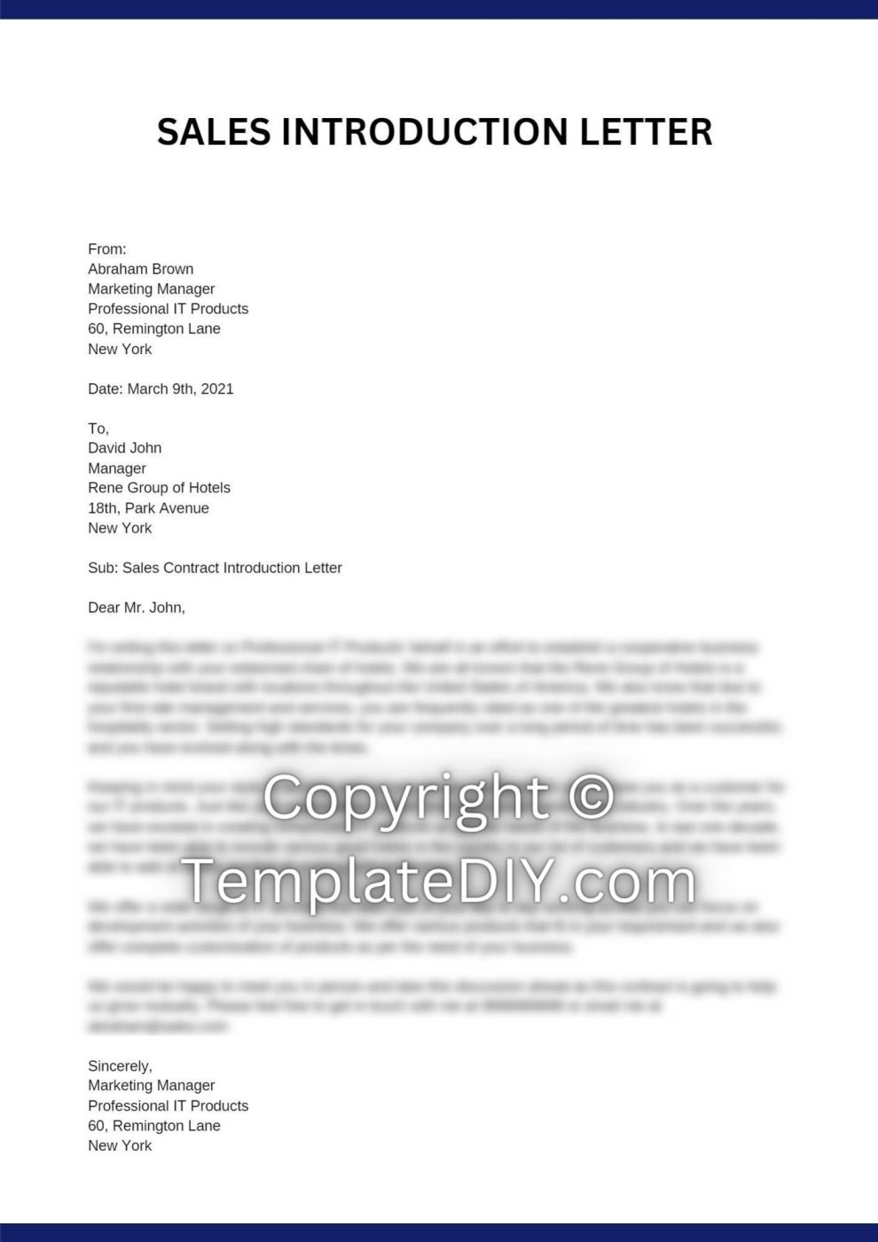 Sales Introduction Letter Sample with Examples [Word]