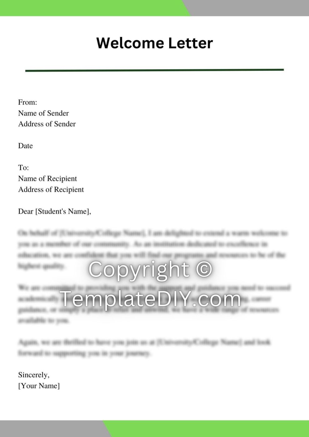 Admission Welcome Letter Sample Template with Examples