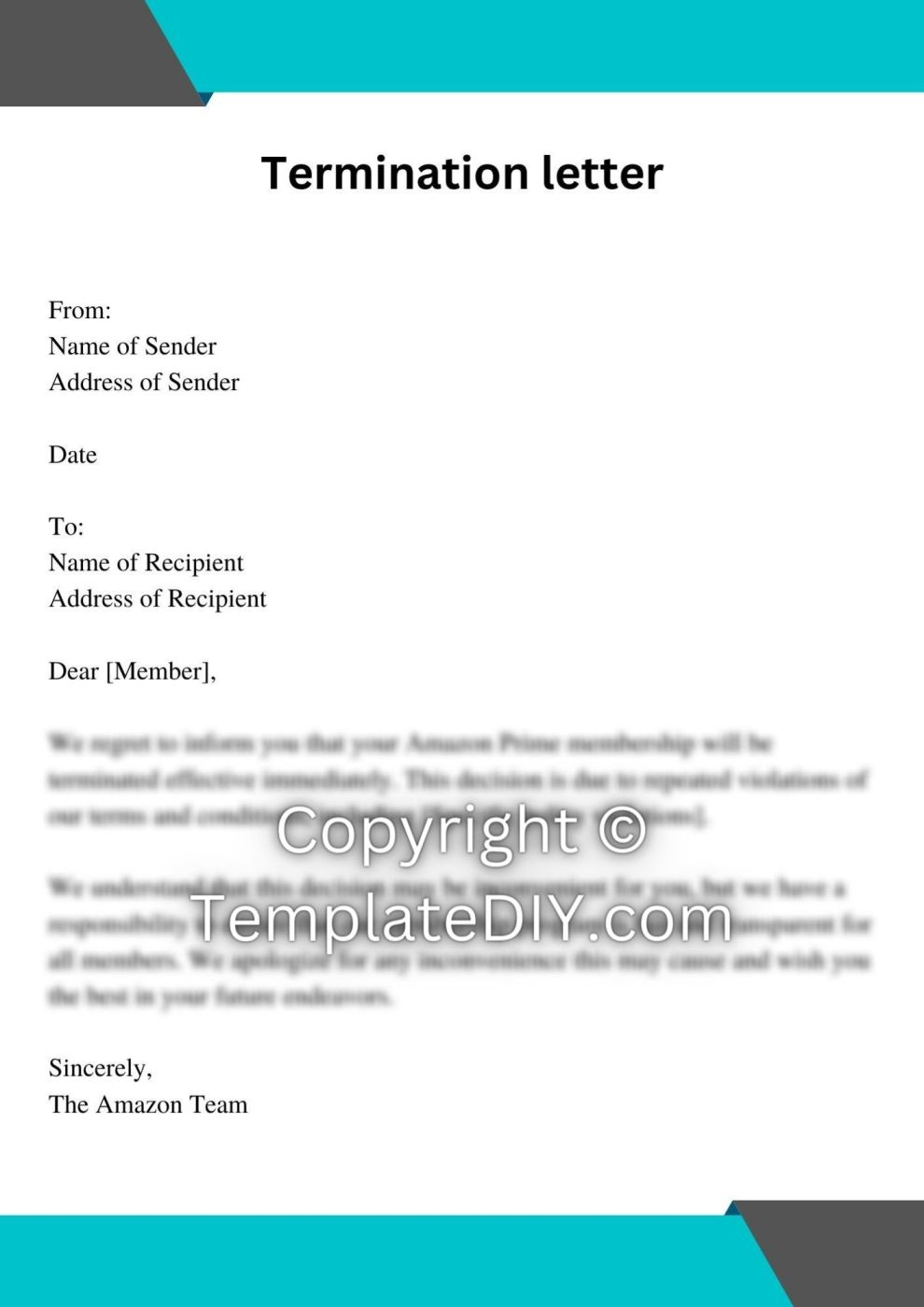 Amazon Termination Letter Sample with Examples [Word]
