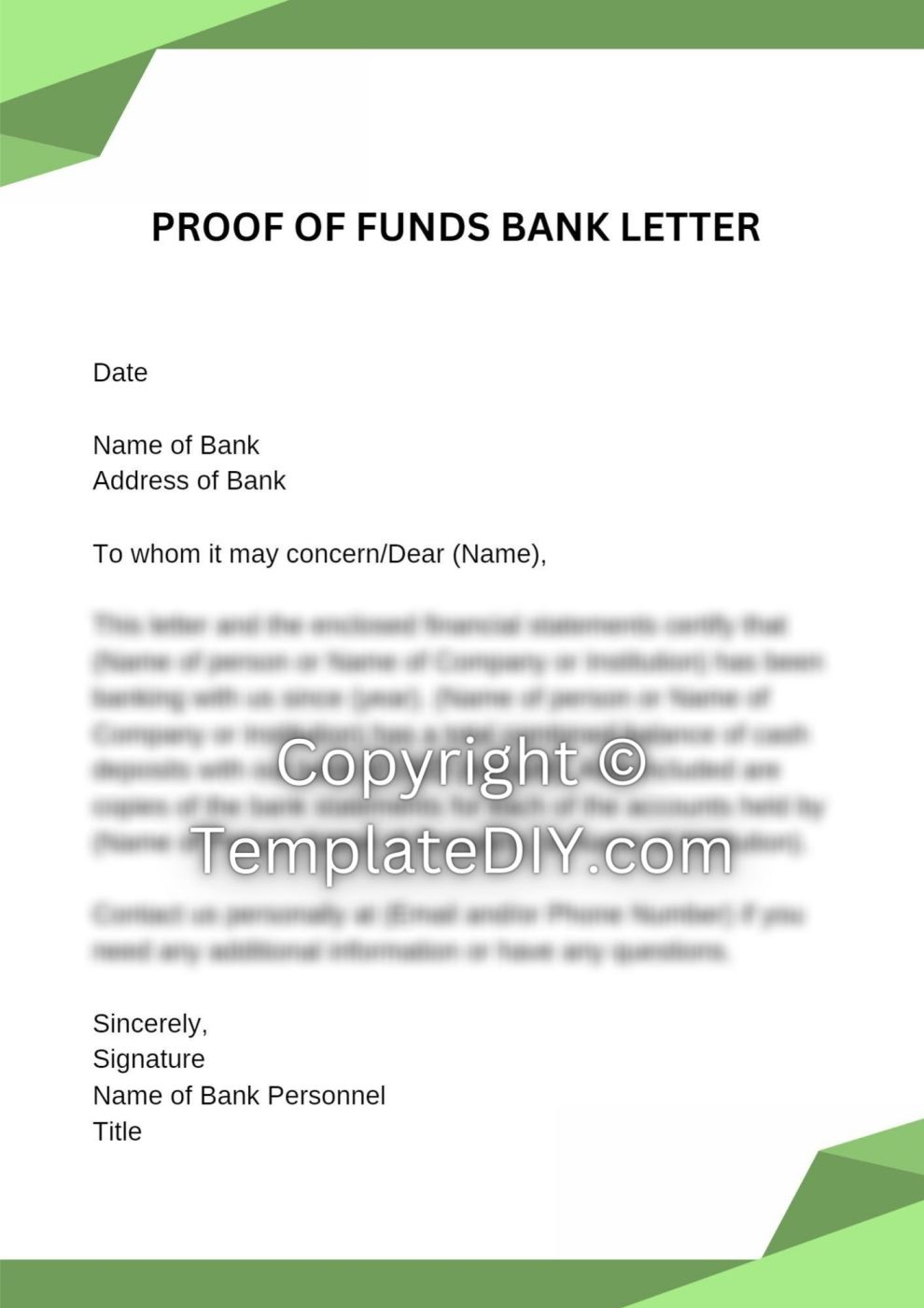 Bank Letter Proof of Funds Sample with Examples [Word]