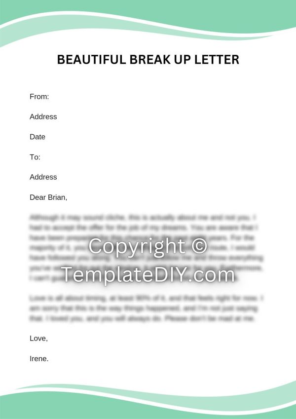 Beautiful Breakup Letter Sample with Examples [Word]