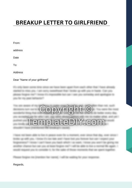 Breakup Letter to Girlfriend Sample with Examples [Word]