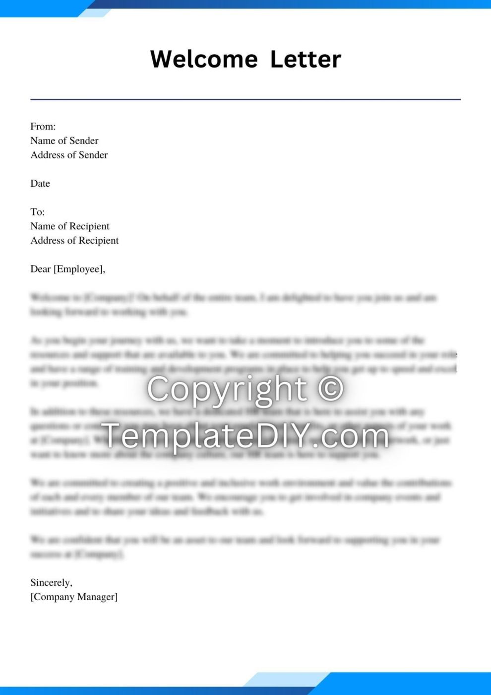Company Welcome Letter Sample and Examples [Word Editable]
