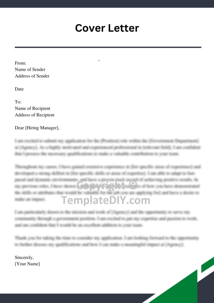 Cover Letter for Government Job Sample with Examples [Word]