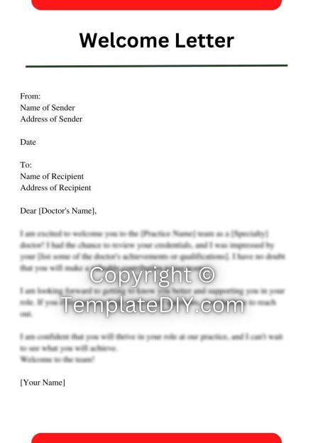 Doctor Welcome Letter Template Printable PDF & Word