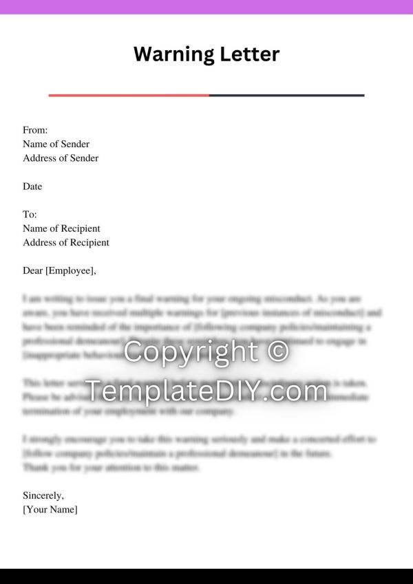 Employee Warning Letter for Misconduct Sample and Examples
