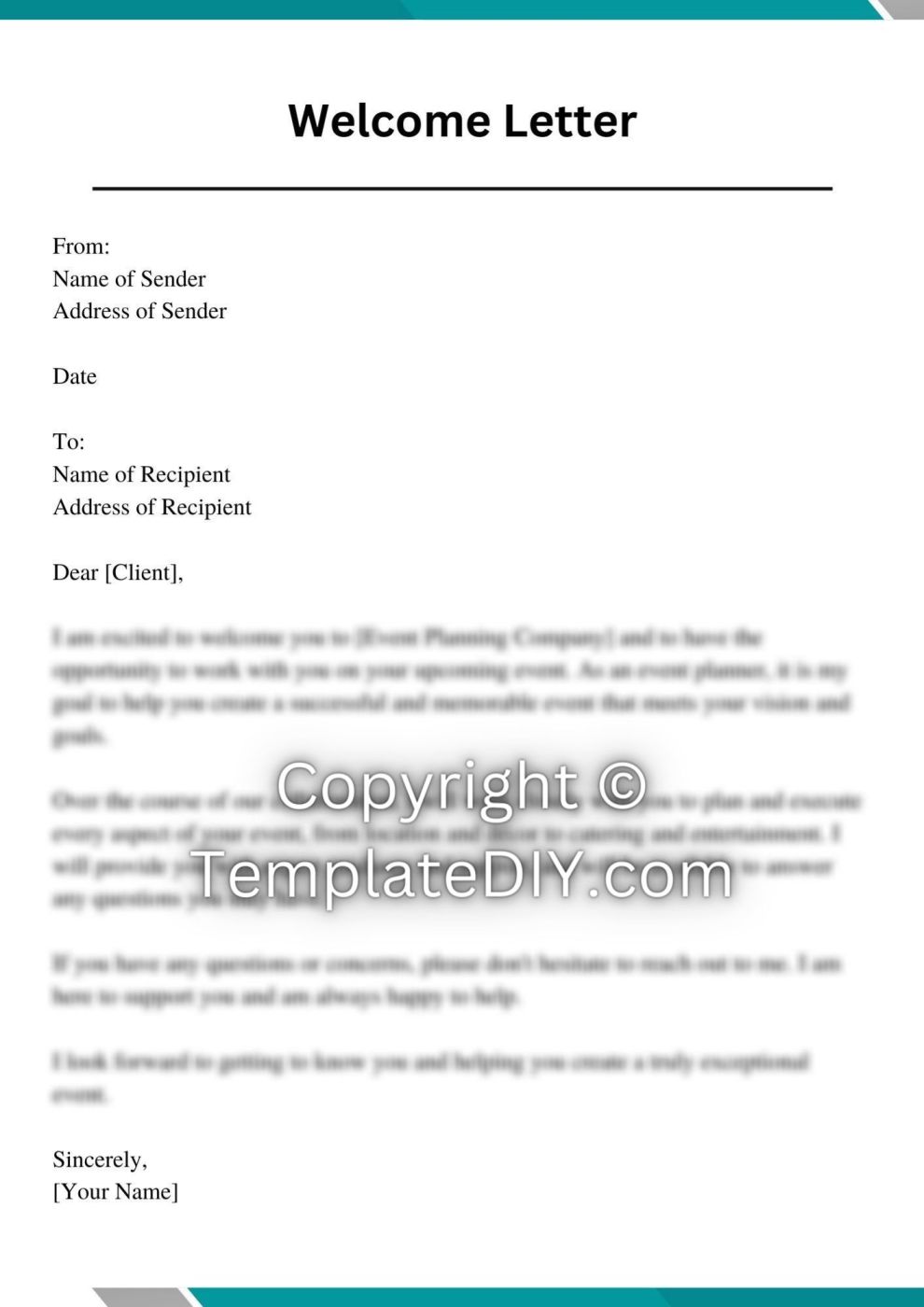 Event Planner Welcome Letter Sample with Examples [Word]