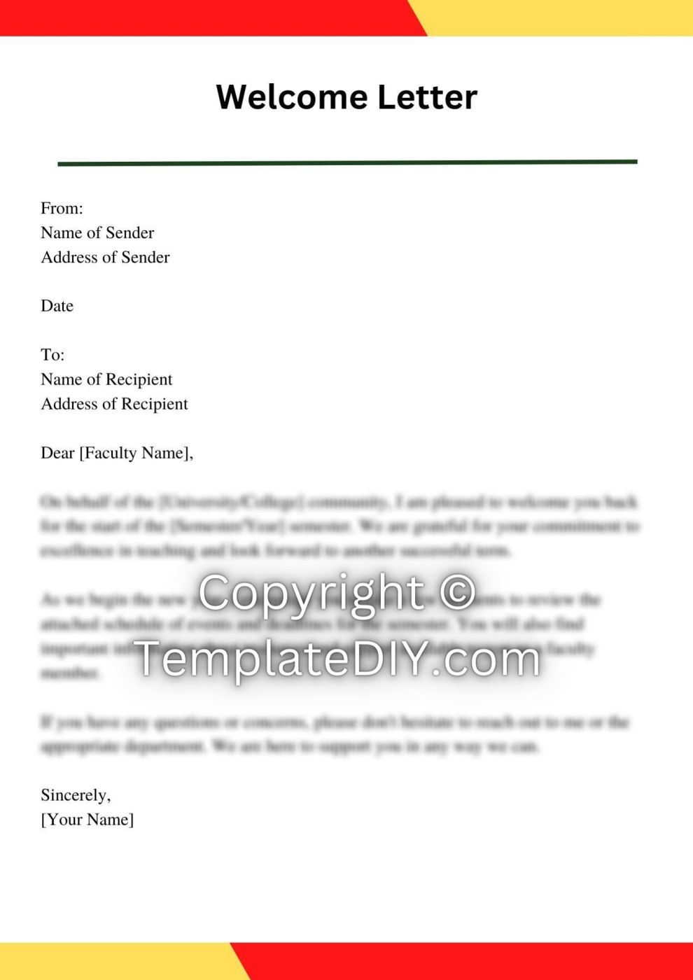 Faculty Welcome Back Letter Sample with Examples [Word]