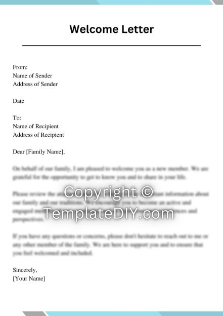 Family Welcome Letter Sample with Examples [Word Editable]