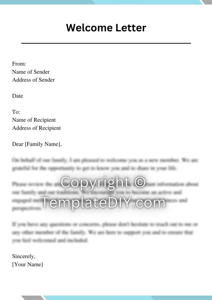 Family Welcome Letter Sample with Examples [Word Editable]