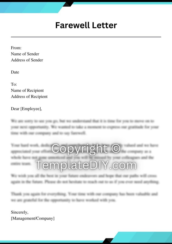 Farewell Letter to Resigning Employee Sample with Examples