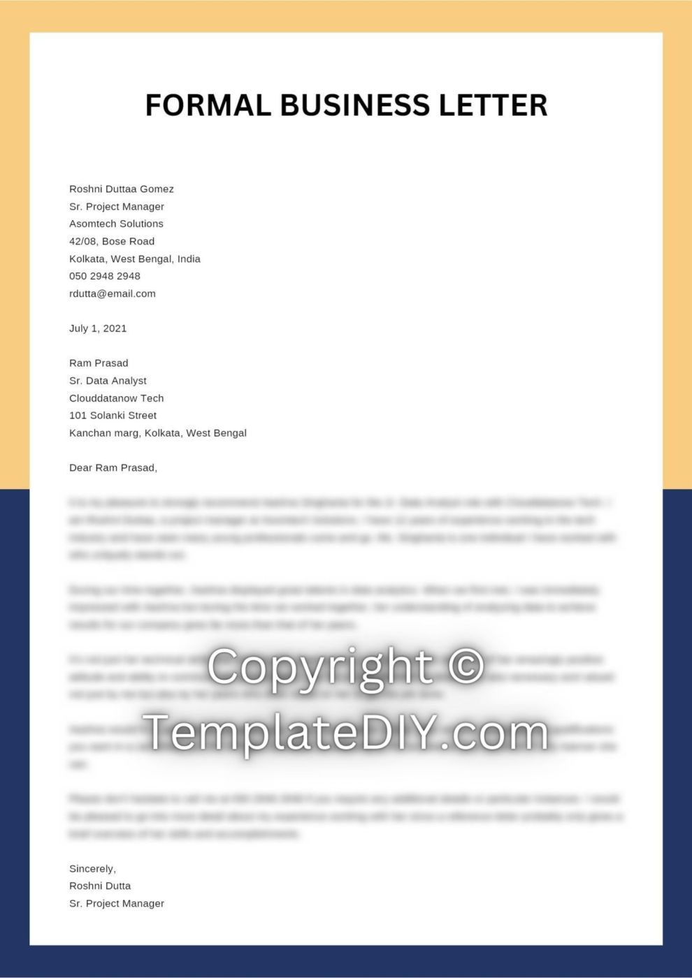 Formal Business Letter Sample with Examples [Word]