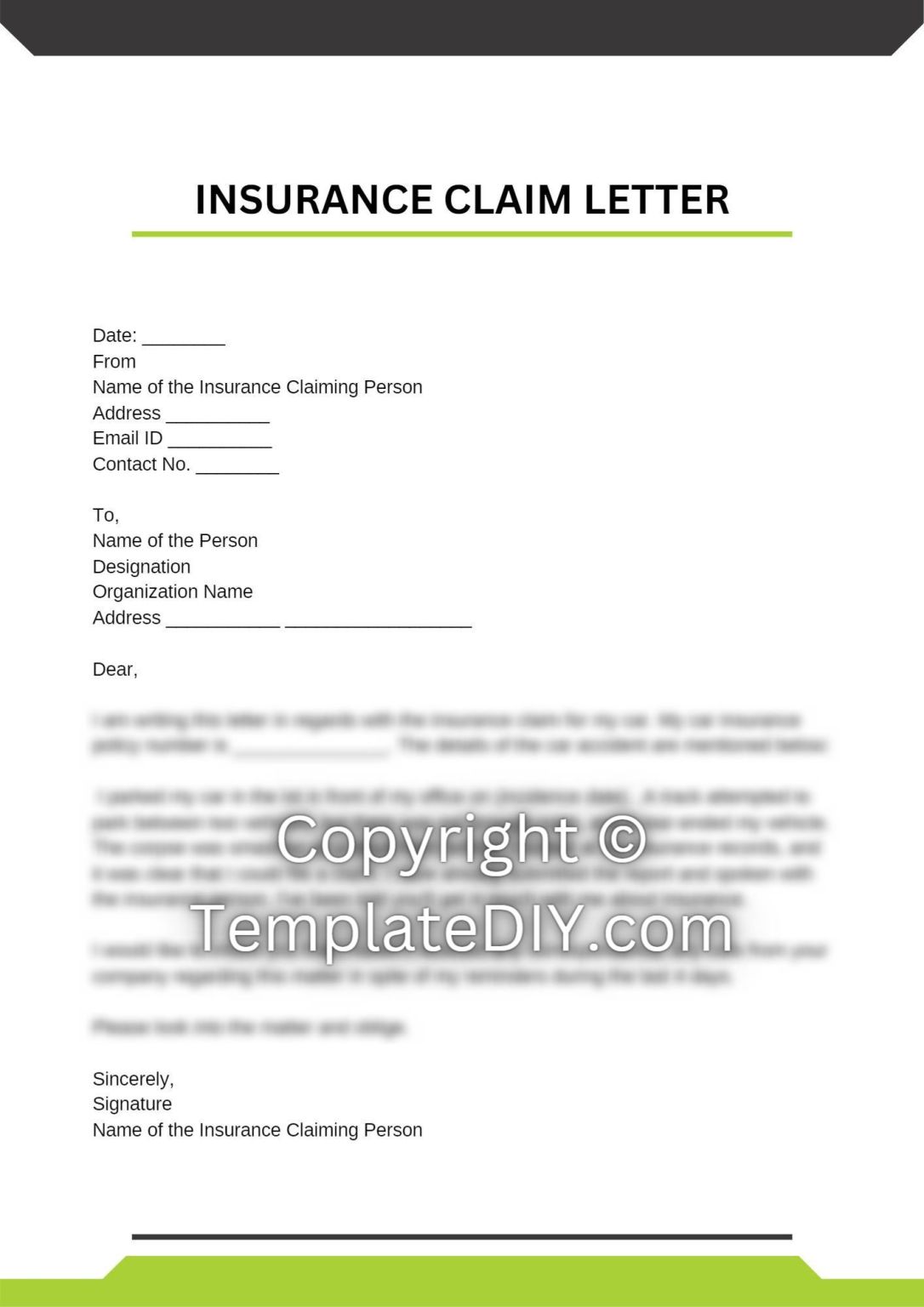 Insurance Claim Letter Sample with Examples [Word Editable]