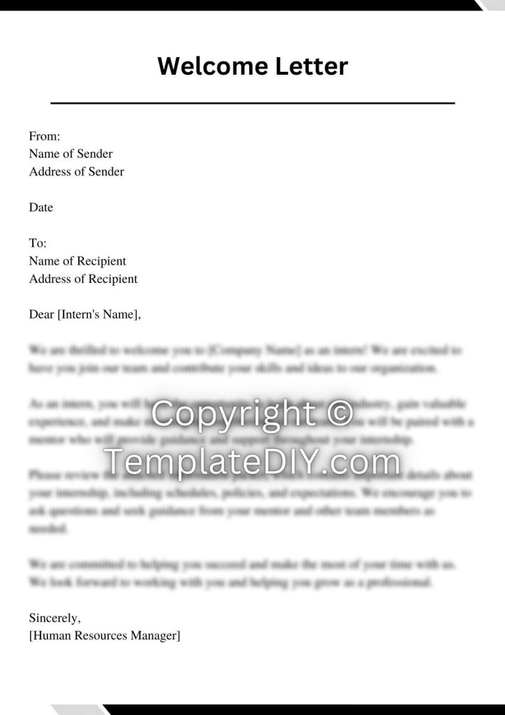 Internship Welcome Letter Sample with Examples [Word]