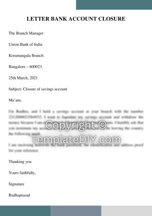 Bank Account Closure Letter Sample & Template | Download Now