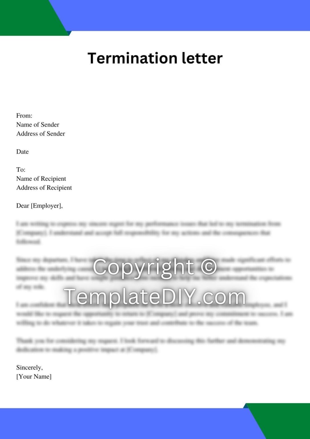 Letter to Request Rehire After Termination Sample [Word]