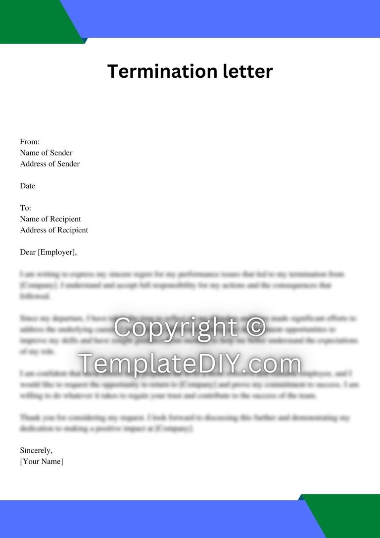 Letter to Request Rehire After Termination Sample [Word]