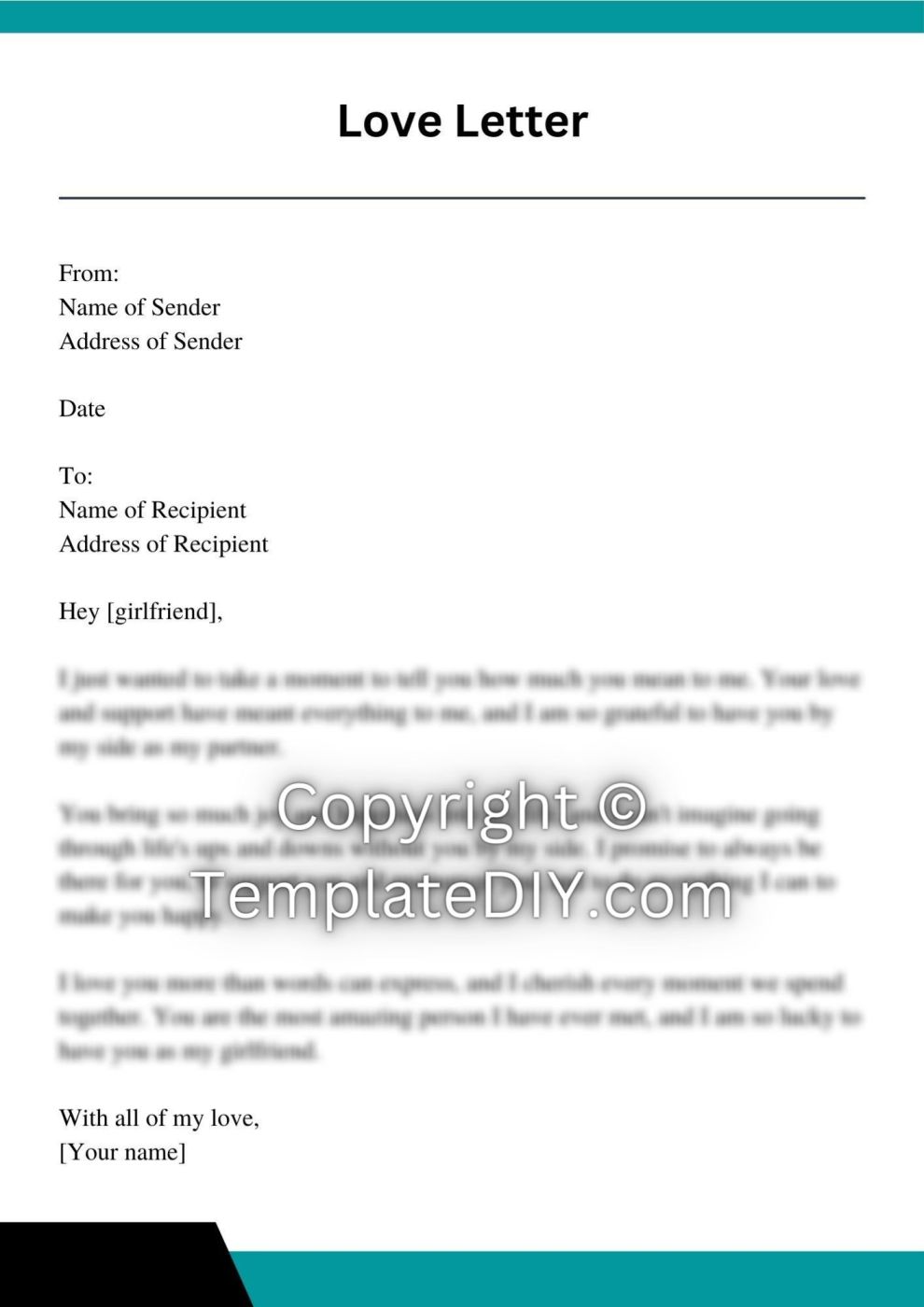 Love Letter for Gf Sample with Examples [Word Editable]