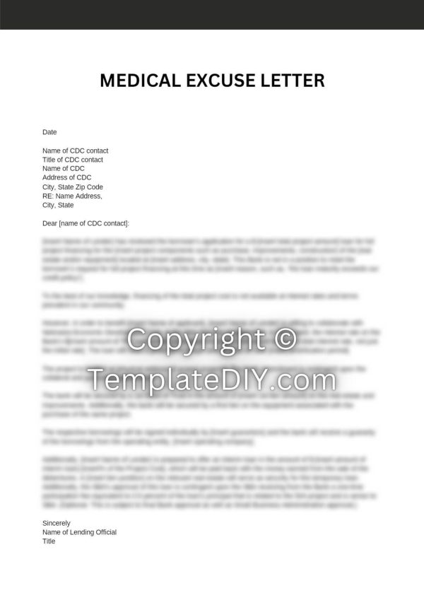 Medical Excuse Letter Sample with Examples [Word Editable]