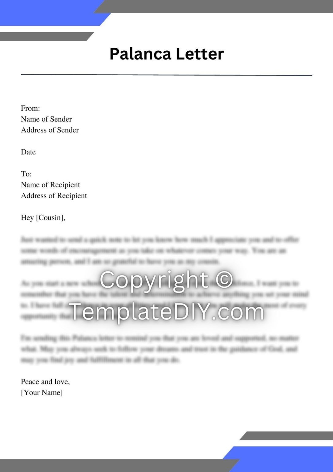 Palanca Letter for Cousin Sample with Examples [Word]