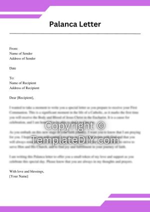 Palanca Letter for First Communion | Editable Templates