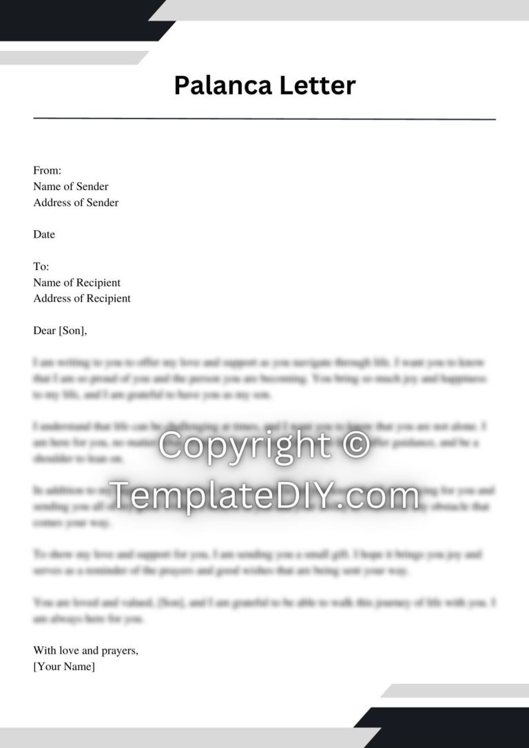 Palanca Letter for Son Template | Download Heartfelt Example