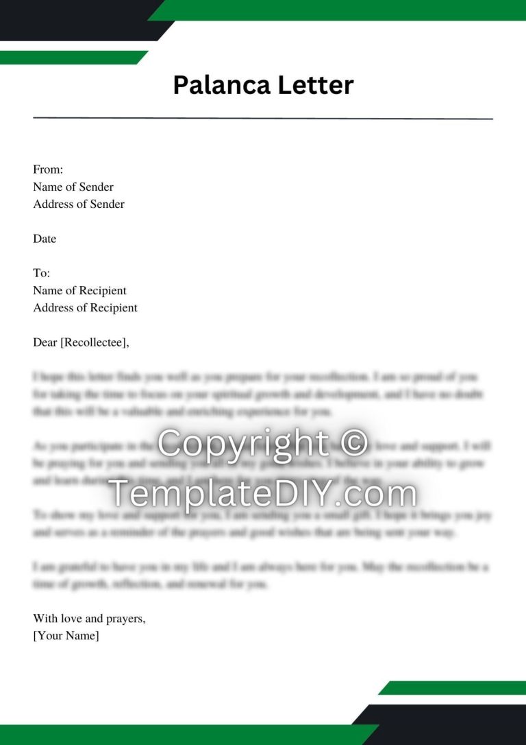 Palanca Letter for Recollection Template | Download Word Example
