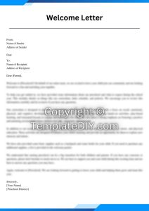 Preschool Welcome Letter Sample and Examples [Word]