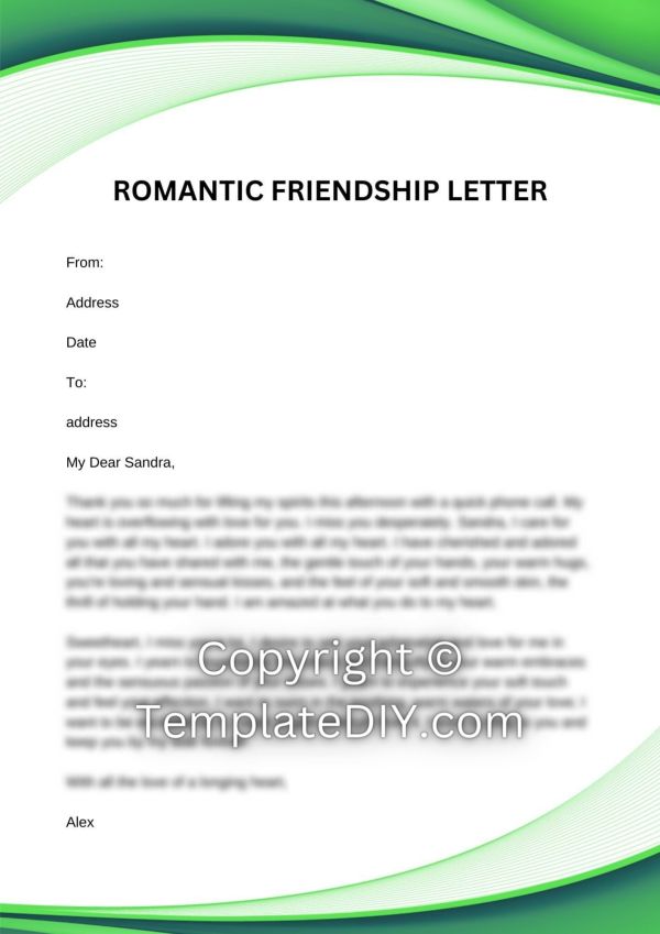 Romantic Friendship Letter Sample with Examples [Word]