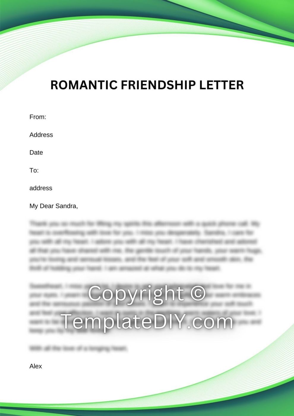 Romantic Friendship Letter Sample with Examples [Word]