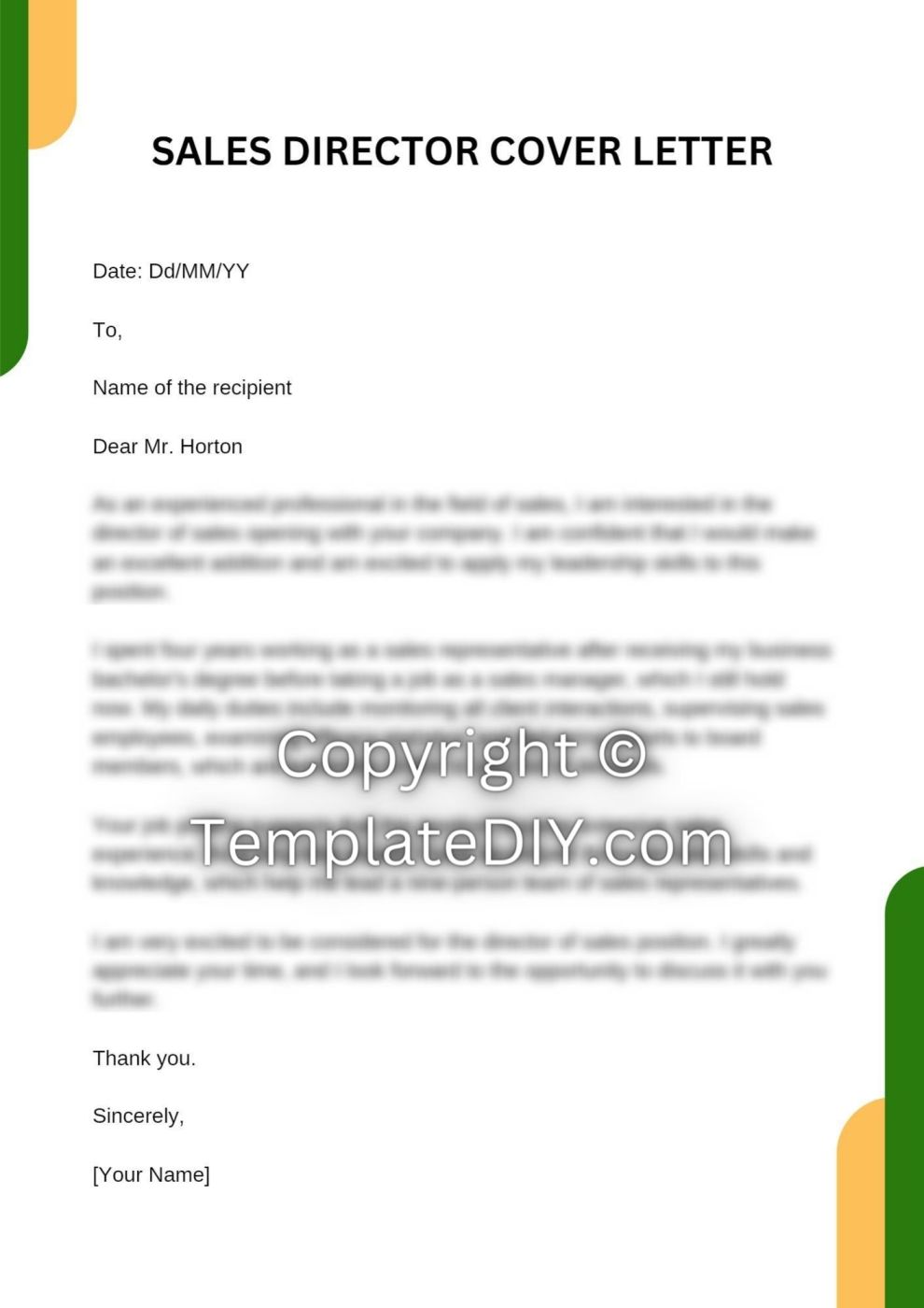 Sales Director Cover Letter Sample with Examples [Word]