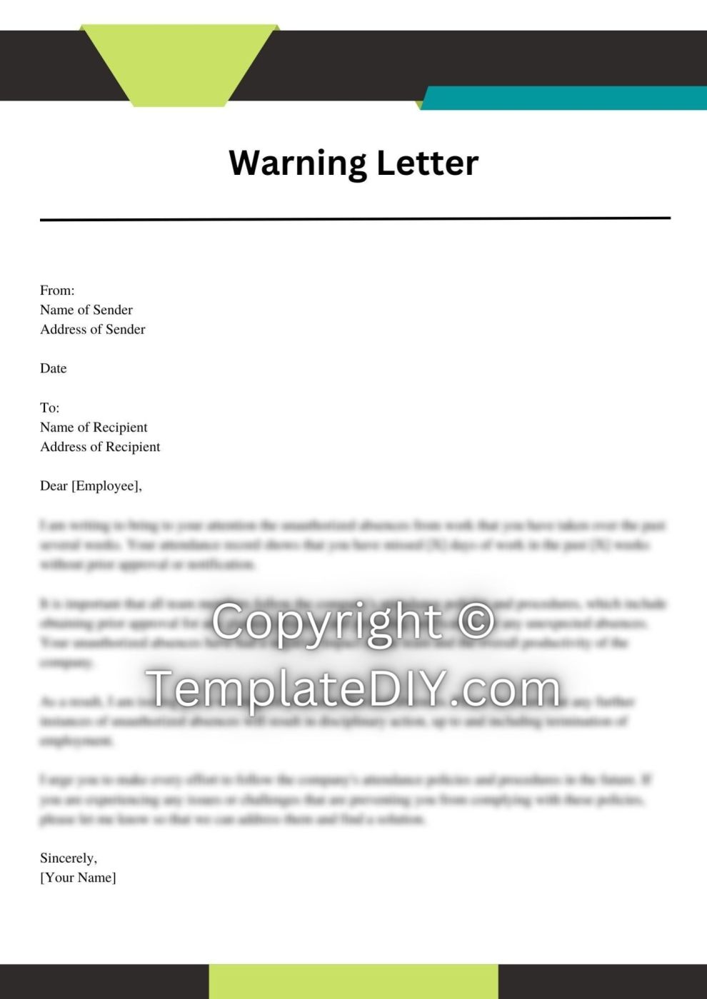 Warning Letter for Attendance Issue Sample with Examples