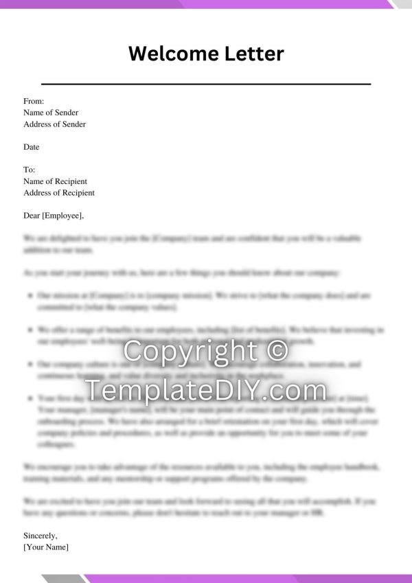 Welcome Aboard Letter Sample with Examples [Word Editable]