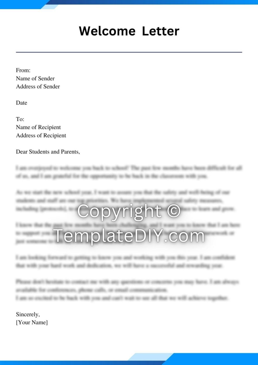 Welcome Back to School Letter Sample with Examples [Word]