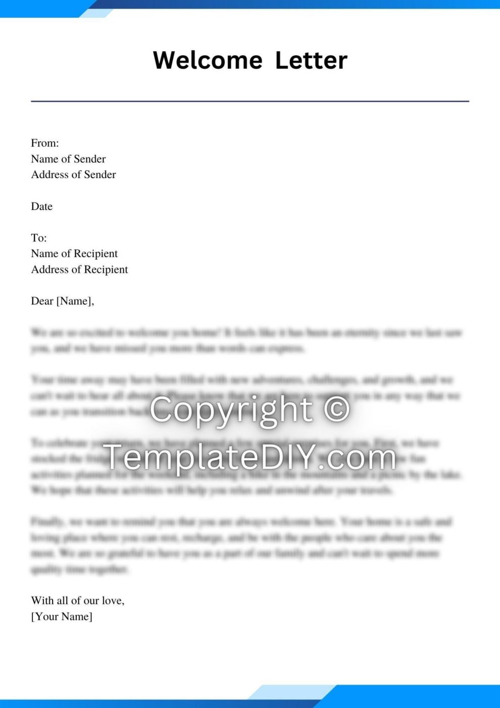 Welcome Home Letter Sample Template with Examples [Word]