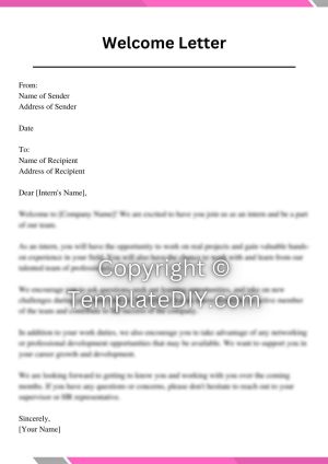 Welcome Intern Letter Sample with Examples [Word Editable]