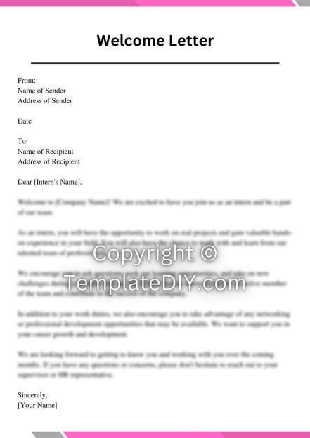 Welcome Intern Letter Sample with Examples [Word Editable]