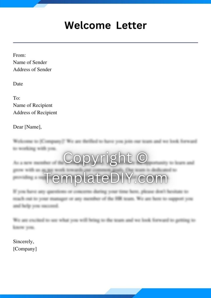 Short Welcome Letter Sample and Examples [Word Editable]